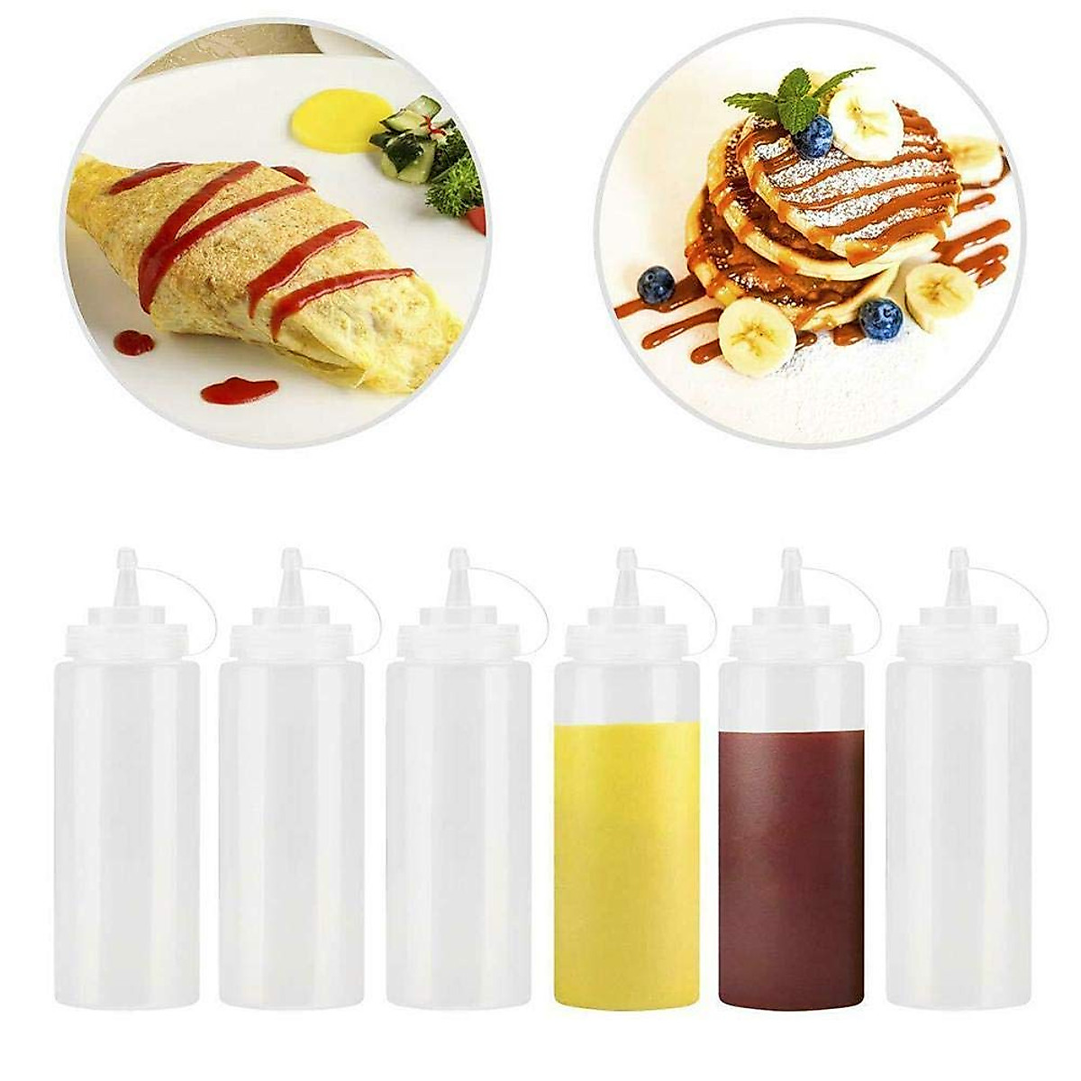 weeee Ketchup Squeeze Bottles Plastic Condiment Squeeze Squirt Bottles with Twist On Cap Lids erfect for Condiments, Oil, Icing, Liquids