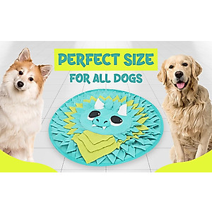 18” Dragon Dog Sniffing Mat - Easy to Clean Fleece Snuffle Mat for Dogs Small - Interactive Dog Toys for Bonding & Fun - Durable Snuffle Mat for Dogs Large Breed - Round Play Mat for Brain Exercise