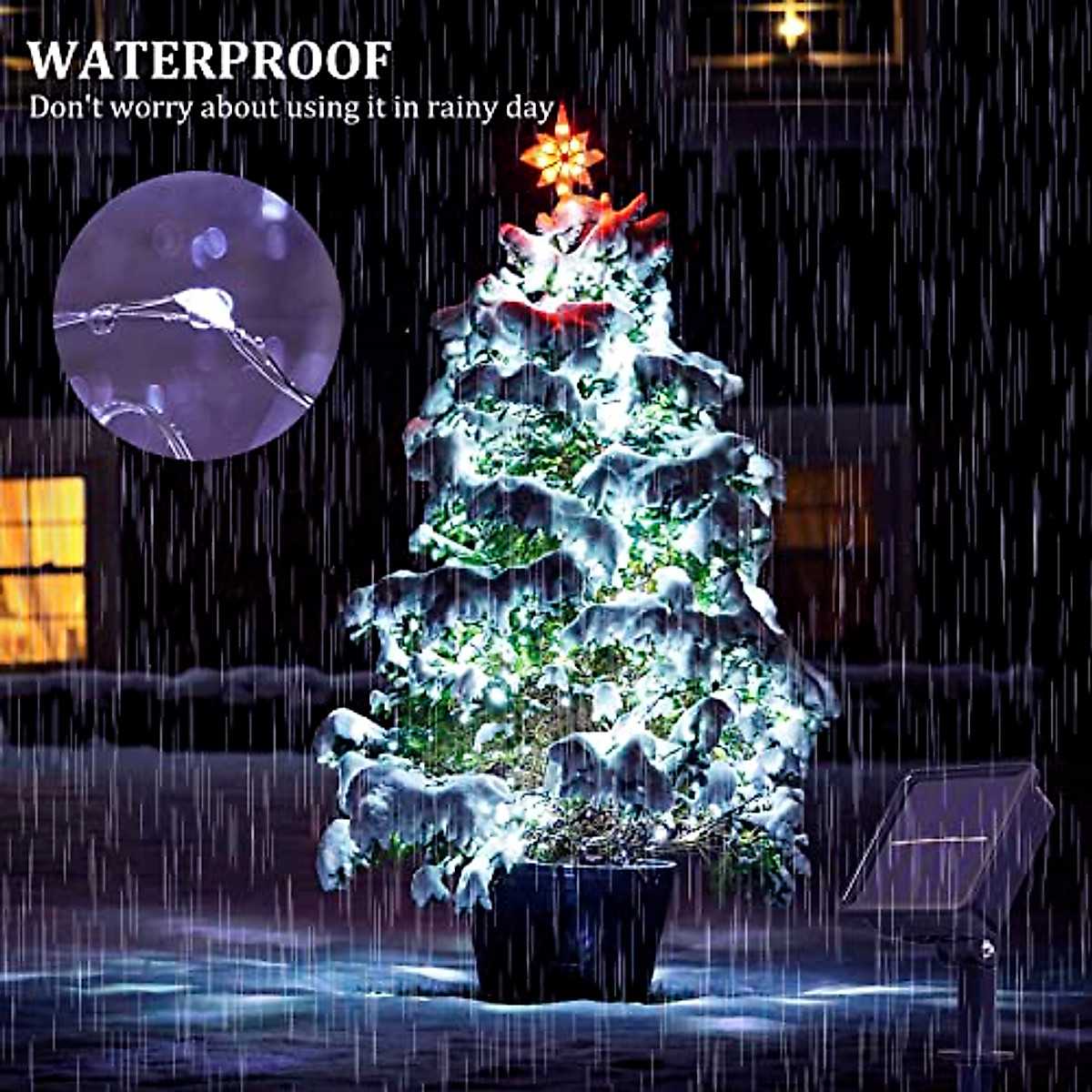 Hemasxing 2 Pack Solar Fairy Lights Waterproof Outdoor, 33ft 100 LED 8 Modes Solar String Lights for Porch Balcony Garden Patio Christmas Decoration (White)