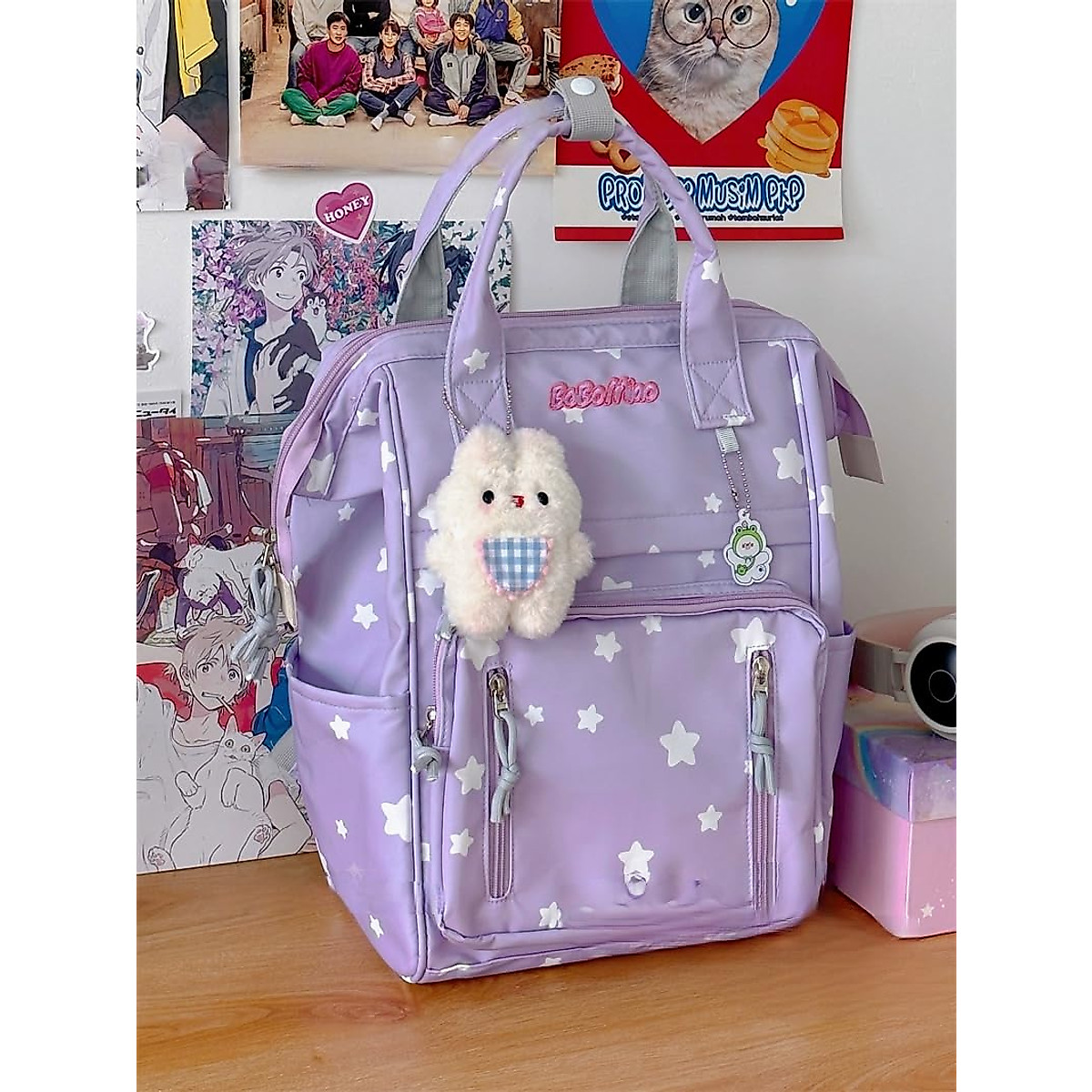 irLocy Star Backpack Y2K Backpack Cute Preppy Backpack Aesthetic Backpack Y2K Accessories (purple)