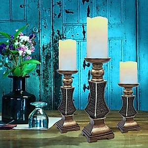 QUABUY Resin Candle Holders (Set of 3) Small 8", Medium 10", Large 12" (H). Ideal for Home Decorations for Living Room, Dining Room Table, Weldings, Parties, Special Events ( Gold )