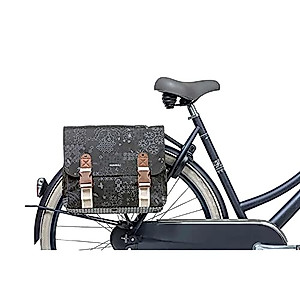 Basil Bohème-Double Bag, Double Pannier Bag, 35L, Indigo Blue