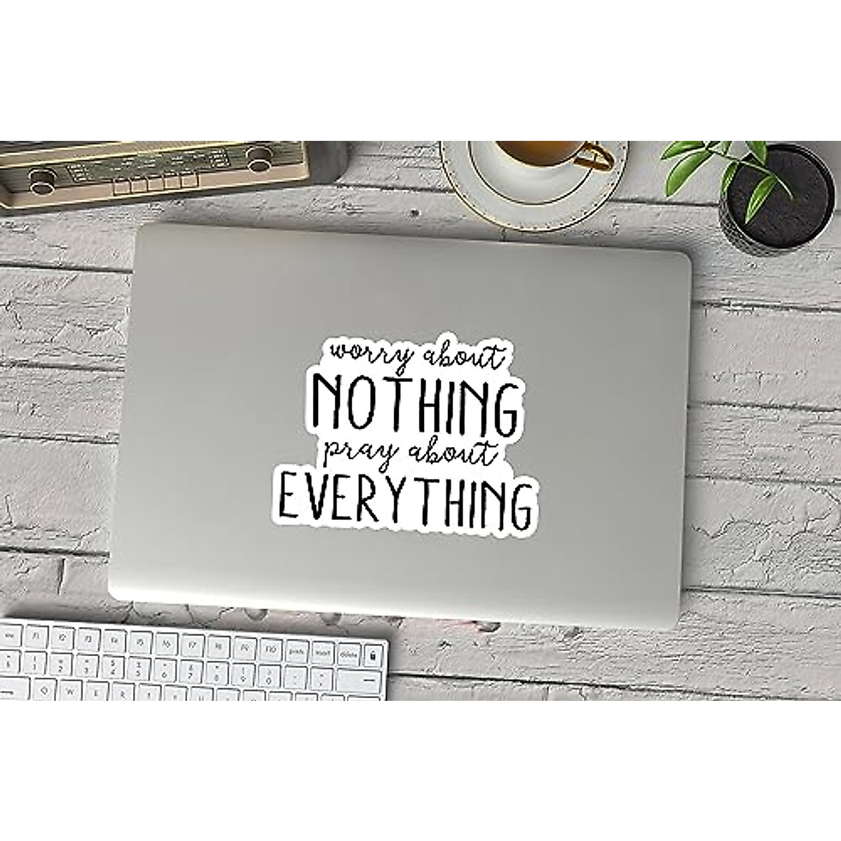 Miraki Pray About Everything Sticker, Christian Sticker, Bible Verse Sticker, Inspirational Sticker, Water Assitant Die-Cut Vinyl Funny Decals for Laptop, Phone, Water Bottles, Kindle Sticker