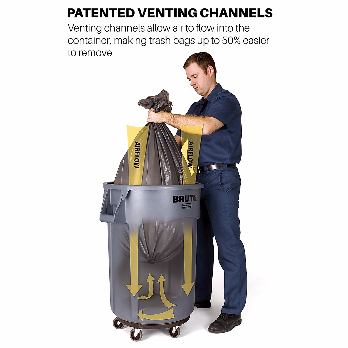 Rubbermaid Commercial FG262000YEL BRUTE Heavy-Duty Round Waste/Utility Container, 20-gallon, Yellow