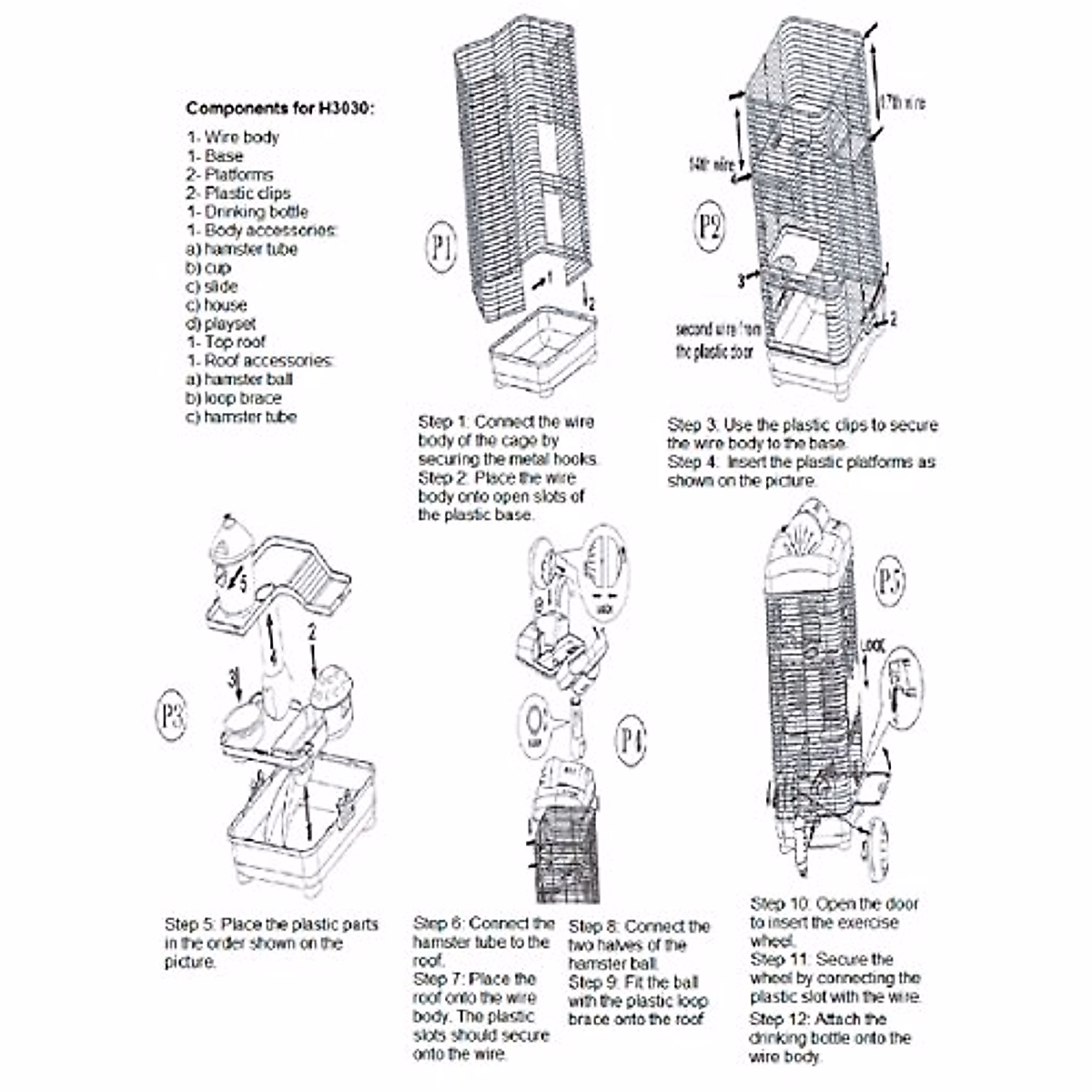 YML 3-Level Clear Plastic Dwarf Hamster Mice Cage with Ball on Top, Blue