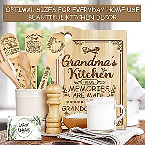 Gifts for Grandma, Grandma Gifts for Mothers day, Great Grandma Gifts - Cutting Boards Gift with Utensil Set, Unique Engraved Bamboo Cutting Board Present for Grandma Mother s Day, Birthday, Christmas