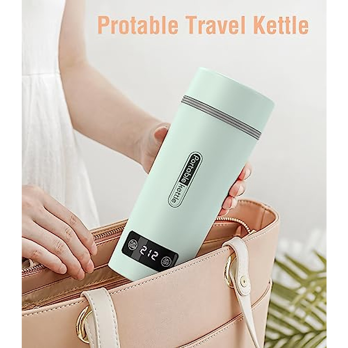 Travel Portable Electric Kettle Small with Temperature Control and LCD Display,304 Stainless Steel BPA Free Travel Tea Kettle with Auto Shut-Off for Road trip, business trips, camping by buways