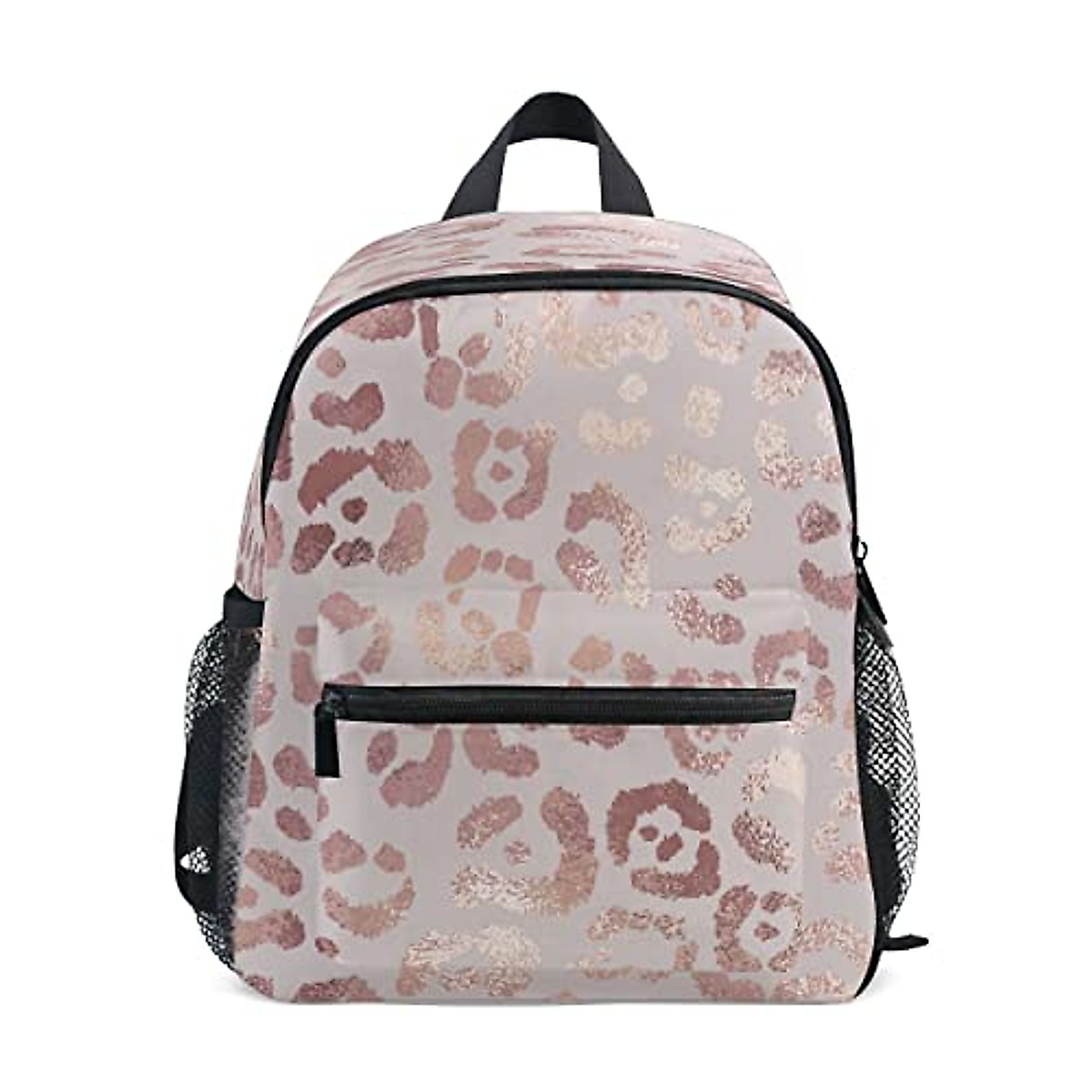 Toddler Backpack Bookbag School Bag Leopard Print Cheetah Rose Gold Travel Bag for Girls Boys Kid with Name Card