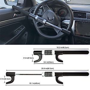 Vechkom Steering Wheel Lock Keyless Password Code Heavy Duty Security Anti Theft Steel for Vehicle Car Truck Van SUV