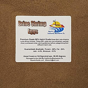 25 Grams, Brine Shrimp Eggs, Premium Grade A 90% Hatch Rate, Great Salt Lake Artemia Cyst Brine Shrimp Eggs. Our Eggs shipped from California. NOT from Overseas or Amazon Warehouse ..25 Grams