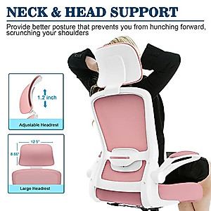 Mimoglad Office Chair, High Back Ergonomic Desk Chair with Adjustable Lumbar Support and Headrest, Swivel Task Chair with flip-up Armrests for Guitar Playing, 5 Years Warranty