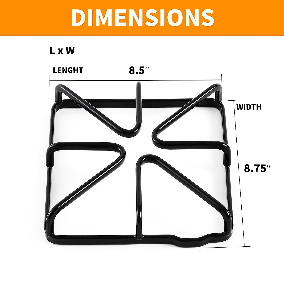 Upgraded WB31X20643 Grate Replacement Parts for GE Stove Parts Burner Grate, GE Cooktop Parts Metal Steel Surface Grate Kenmore Hotpoint Gas Range Parts Stove Top Grate Square Burner Wok Rack 1 Pack