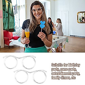 Tenalleys 2 Pcs Silly Novelty Loop Straw Glasses, Fun Loop Eye Straws Reusable Eyeglasses Straw for Parties Birthday, DIY Fun Activities, Kids Party, Annual Meeting