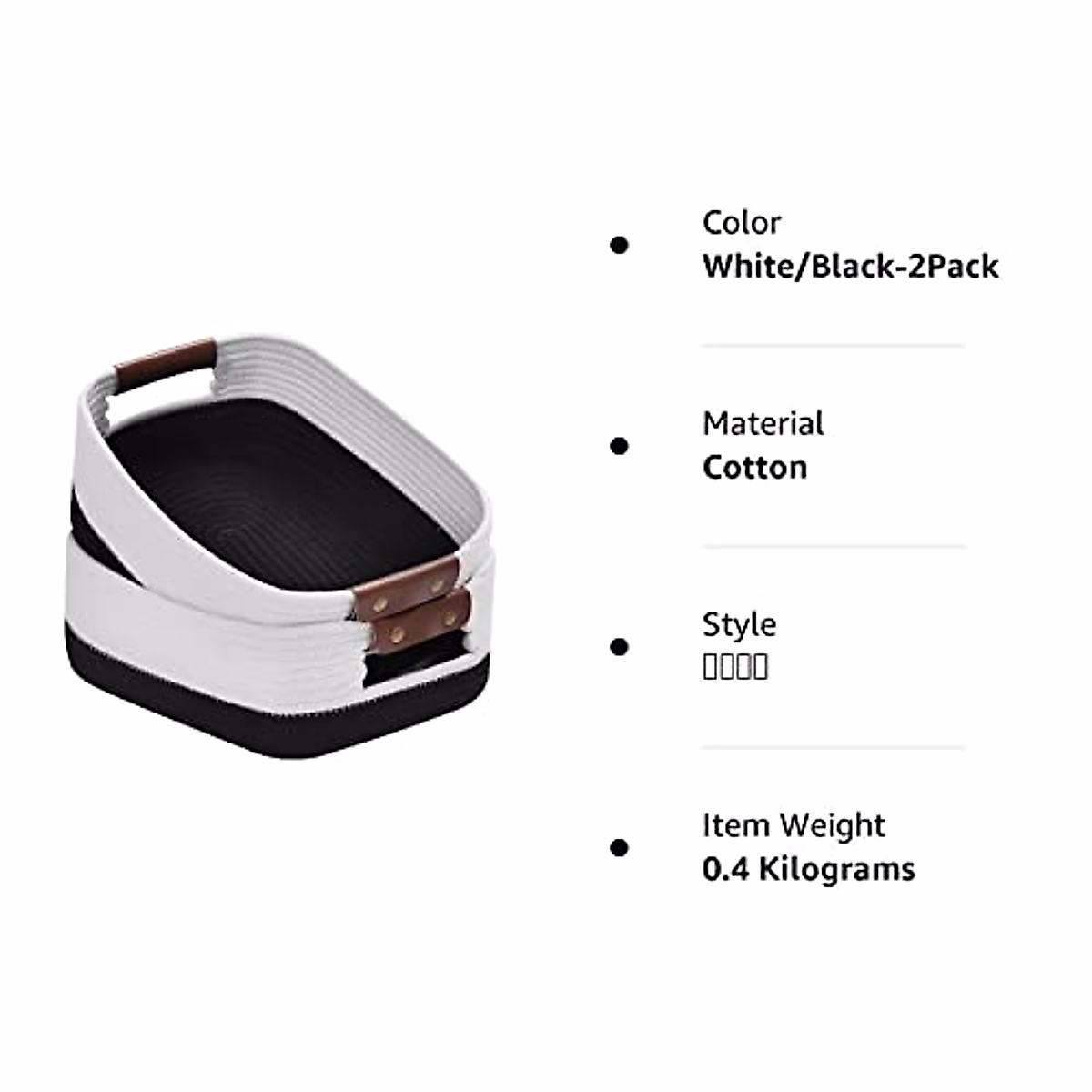 ECDYQXVU 2 Pack Cotton Rope Storage Basket, 14x11x5 IN, Oval Storage Bins, Decorative Woven Basket Cube Storage Organizer for Nursery, Laundry, Towel, Clothes, Toy, Cosmetics, Books (Black/White)