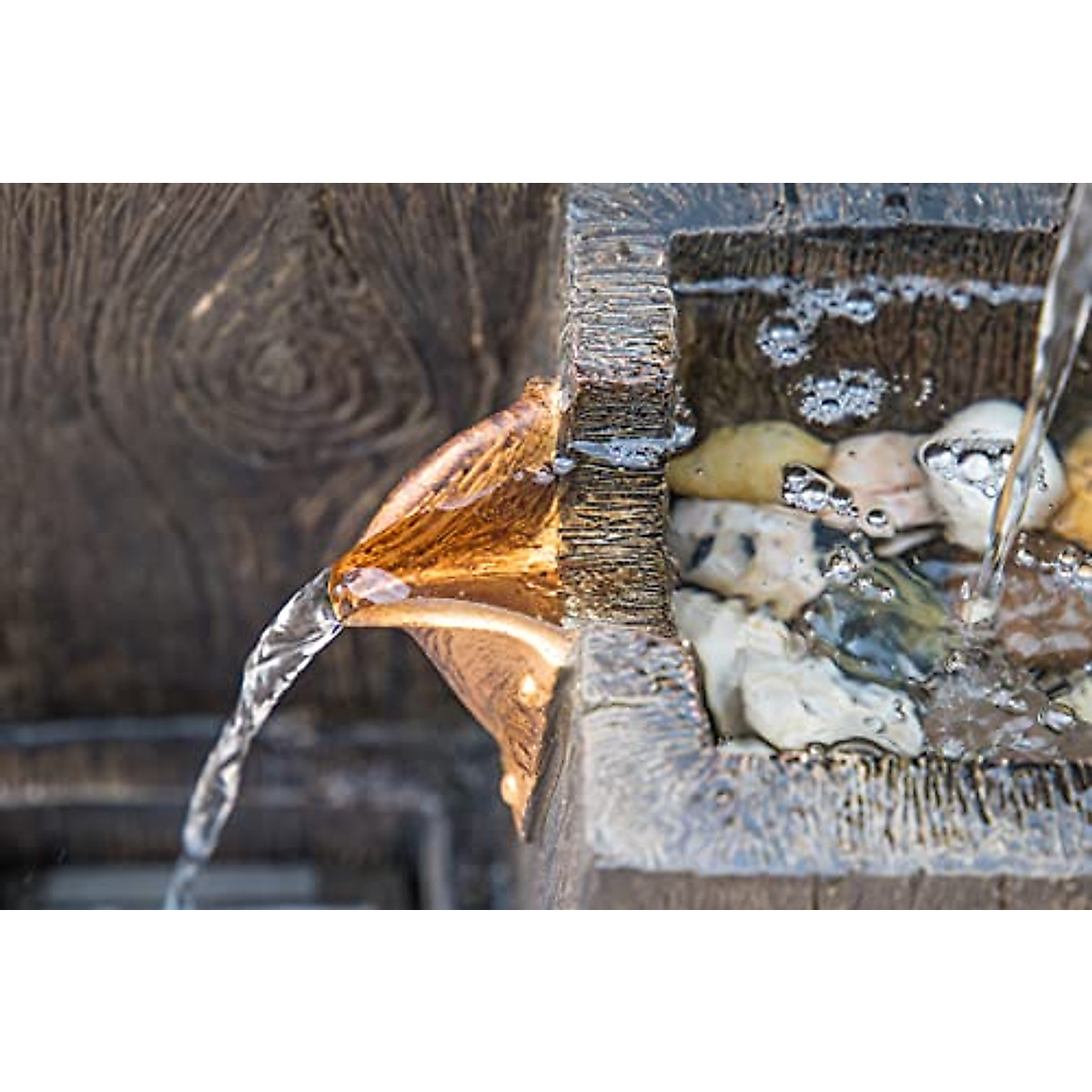 Kenroy Home 51017WDG Lincoln Outdoor Water Fountain, Dark Wood Grain, Small