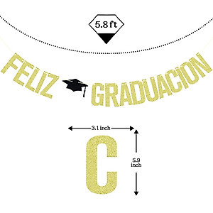Feliz Graduacion Banner, Spanish 2025 Graduation Banner, 2025 Congrats Grad Banner, Class of 2025 Graduation Party Decorations Gold Glitter