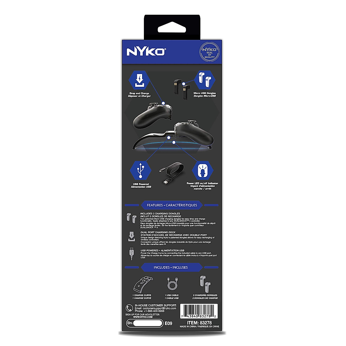 Nyko Charge Curve for PlayStation 4 - The Easiest Way to Charge your PS4 Controller - Drop and Charge Design - Low Profile - Blue Leds - Charges 2 Dualshock4 Controllers Simultaneously - PlayStation 4