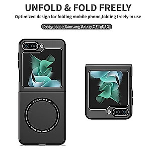 HikerClub Magnetic Case for Samsung Galaxy Z Flip5 6.7" (2023), Compatible with Mag Safe, Supports Wireless Charging, Anti-Scratch Shockproof Case, Slim Lightweight Case for Samsung Z flip 5, Black