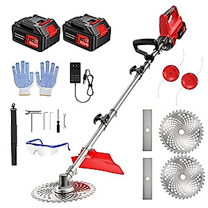 Dragro 12 inch Electric Weed Wacker，3-in-1 Cordless String Trimmer with 2 Pcs 4.0Ah Battery Powered，Edger Lawn Tool with 3 Types Blades，Electric Weed Grass Trimmer Tool for Garden and Yard