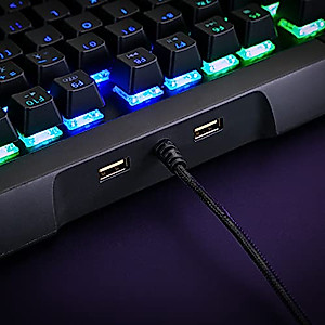 teamwolf VOIDRAY EX Mechanical Gaming Keyboard with Cherry MX Silent Red Switches Media Keys RGB Breath Changing Backlight Anti-Ghosting with 2 USB Ports