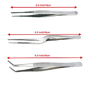 Bitray 3PCS Cooking Tweezers Straight and Curved Tip Tweezers for Cooking Food Design Styling