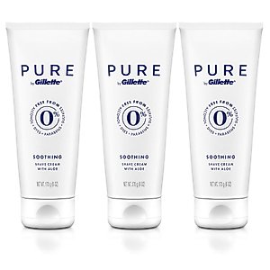 Gillette PURE Soothing Shaving Cream with Aloe, Pack of 3, 6oz each