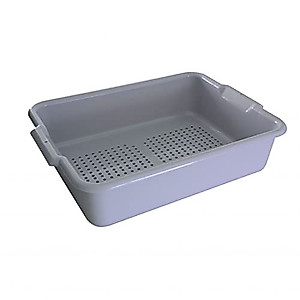 TrueCraftware 20-1/2" x 15-1/2" x 5" Utility Kitchen Perforated Bus Box/Tub/Bin with Handles Gray Color- Heavy Duty Plastic Restaurant Tub/Dish Washing Box for Kitchen Organization/Storage