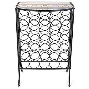 Sorbus Wine Rack Stand Bordeaux Chateau Style with Glass Table - Holds Bottles of Wine - Elegant French Style Wine Rack to Compliment Any Space - Minimal Assembly (Wine Stand - 30 Bottles)