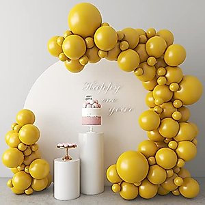 Mustard Balloons Birthday Decoration 53pcs 5inch/12inch/18inch Assorted Sizes Vintage Theme Baby Shower Supplies (Mustard Yellow)