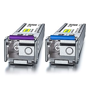 10Gtek a Pair of 1.25G SFP Bidi Transceiver, 1000Base-BIDI SingleMode Simplex LC Fiber Module for Cisco GLC-BX-D, Ubiquiti UniFi UF-SM-1G-S, Mikrotik and More, SMF 1490nm/1310nm, DDM, up to 20 km