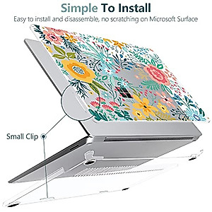 TWOLSKOO Case for 13.5" Microsoft Surface Laptop 5/4/3 with Metal Palm Rest Model 1951/1868, Plastic Hard Shell Case with Screen Protector + Keyboard Cover + Dust Plug, Abstract Flower