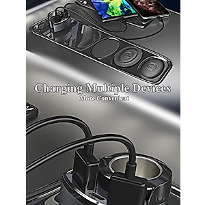 [4IN1&QC3.0] Cigarette Lighter Splitter Adapter, Car USB Charger Adapter Multi Port [with QC3.0/Type-C/3.1A], 12V-24V Car Adapter Compatible with iPhone 14/13/12/11/XS/XR/8/7,iPad,Samsung,Dash Cam etc