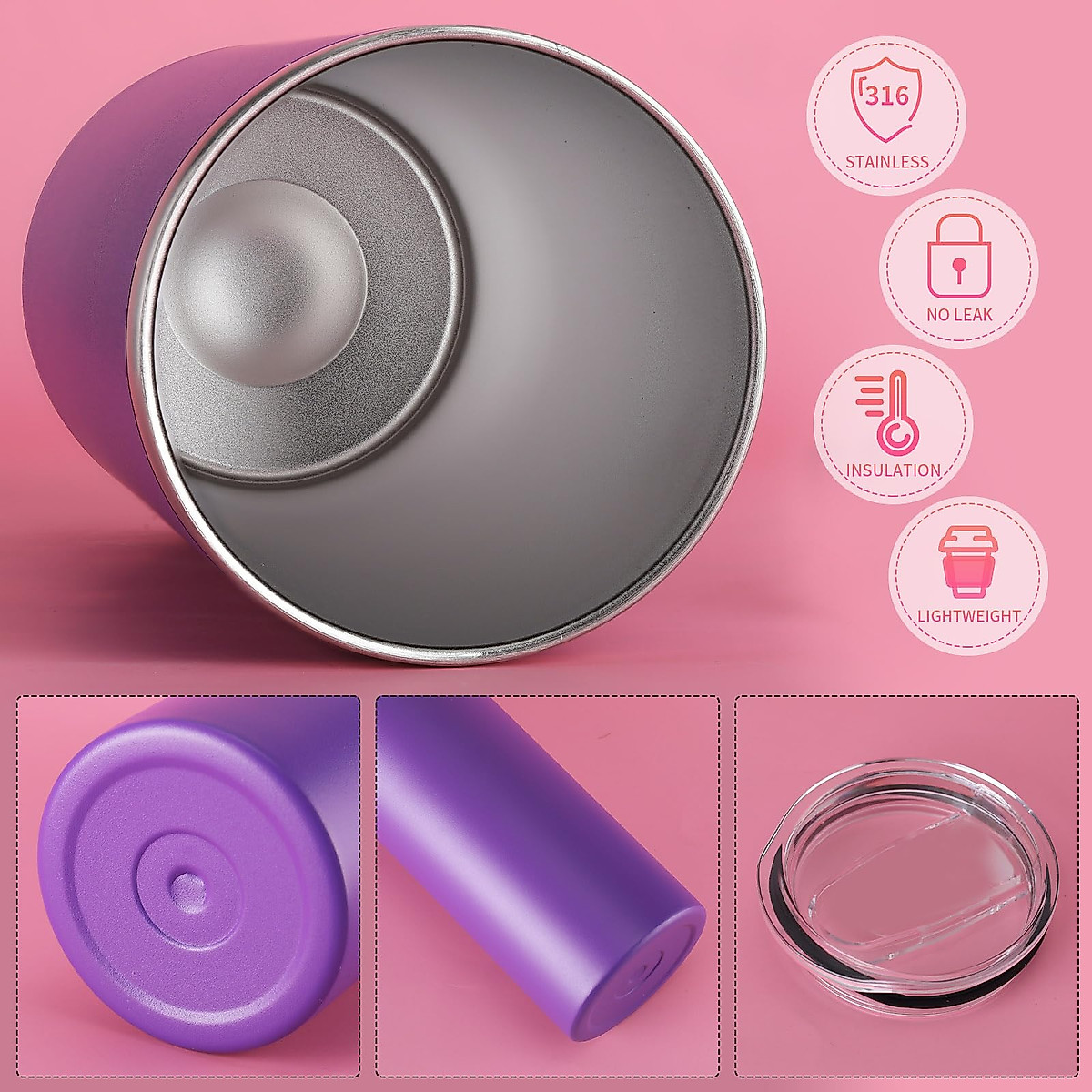 Skinny Tumblers Bulk 20 oz Stainless Steel with Lids and Straws Blank Slim Insulated Cup Double Layer Water Cups for Travel, DIY(Green, Yellow, Purple, Red,8 Pcs)