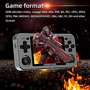 HAIHUANG RG351M Retro Game Console,WiFi Built-in Online Sparring, Handheld Game Console with 64G TF Card 2500 Classic Games, Portable Game Console 3.5 inch IPS Screen Happy Time with Kids (Gray)