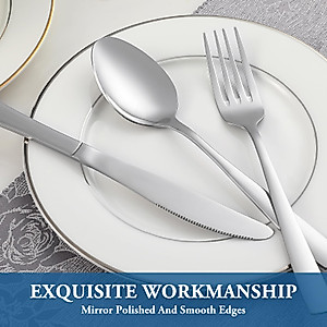 16 Piece Dinner Forks Set,Top Food Grade Extra-Fine Stainless Steel Forks with Squared Handle,Forks Silverware,Metal Forks for Home Kitchen Restaurant Hotel,8 Inches,Mirror Finish & Dishwasher Safe