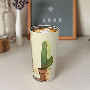 WANGXUEE Cactus Print 500ml Stainless Steel Travel Tumbler Double Wall Vacuum Insulated Coffee Mug