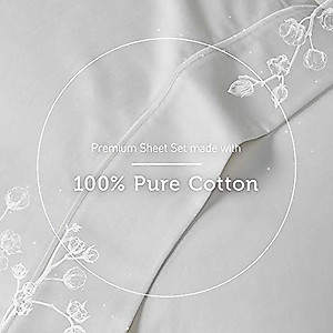 1000 Thread Count White California King Sheet Sets Deep Pocket | Fits 16"-20" Thick Mattress | Sateen Soft Cotton Grown in India, 4 PC Bed Sheets - Fitted, Flat & 2 Pillow Cases (Natural White)