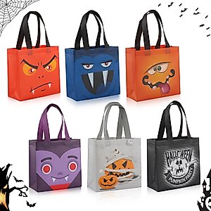 YHCHLHFF 18 Pcs Trick or Treat Bags Halloween Goodie Bags Reusable Non Woven Bags With Handles Halloween Candy bags Party Supplies