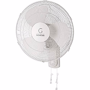 Genesis G16WALL 16 Inch Wall Fan, 3 Speed Settings, Max Cooling Technology, Oscillation