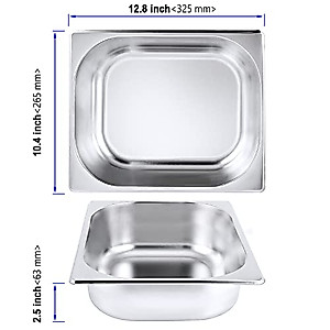KOHAND 4 Pack 1/2 Sizes Steam Table Pan, Anti-Jam Stainless Steel Steam Pan, Hotel Pan for Parties, Restaurants and Catering Supplies, 2-1/2 Inch Deep