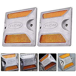 iplusmile Road Reflectors Driveway Marker, Reflective Driveway Marker Reflective Road Pavement Marker Asphalt Stud Markers for Bumps Sidewalks Pedestrian Crossings, 2pcs