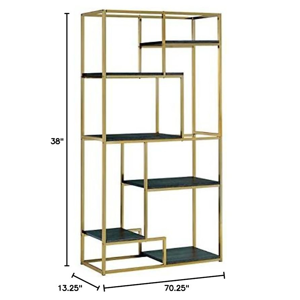 Furniture of America Corley Contemporary 6 Shelf Bookcase, Champagne