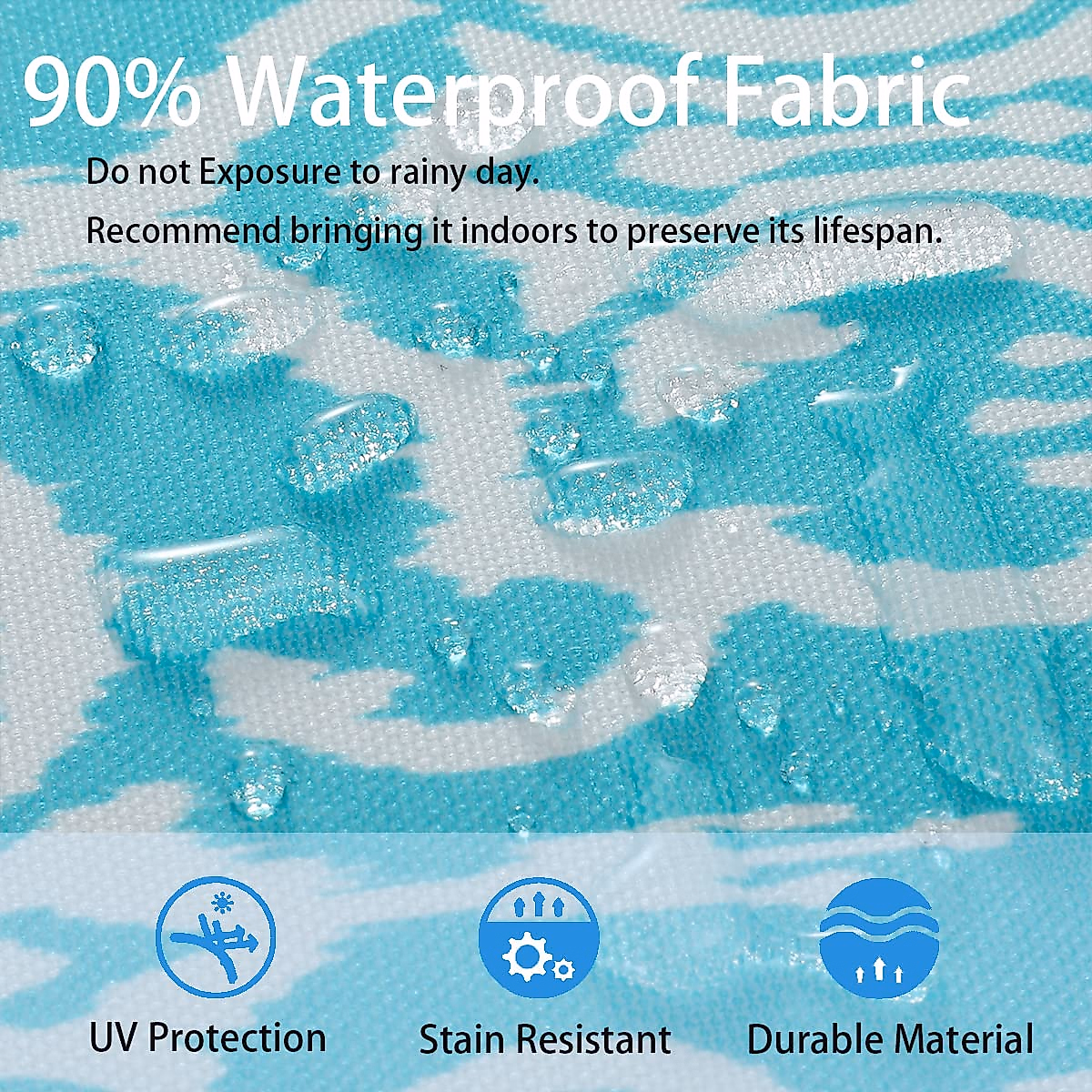 FUNHOME Outdoor Throw Pillow Covers 18x18 inch Set of 2,Waterproof Decorative Pillows Cover with Hidden Zipper,for Sofa Headrest,Patio Furniture Couch Chair,No Insert(Romantic Blue)