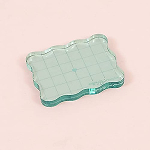 Craftelier - Ergonomic Square Acrylic Plexiglas Stamp Block for Quick and Accurate Stamp Making | Easy to Clean | Dimensions 8,9 cm x 7 cm x 1 cm - Turquoise Translucent Colour