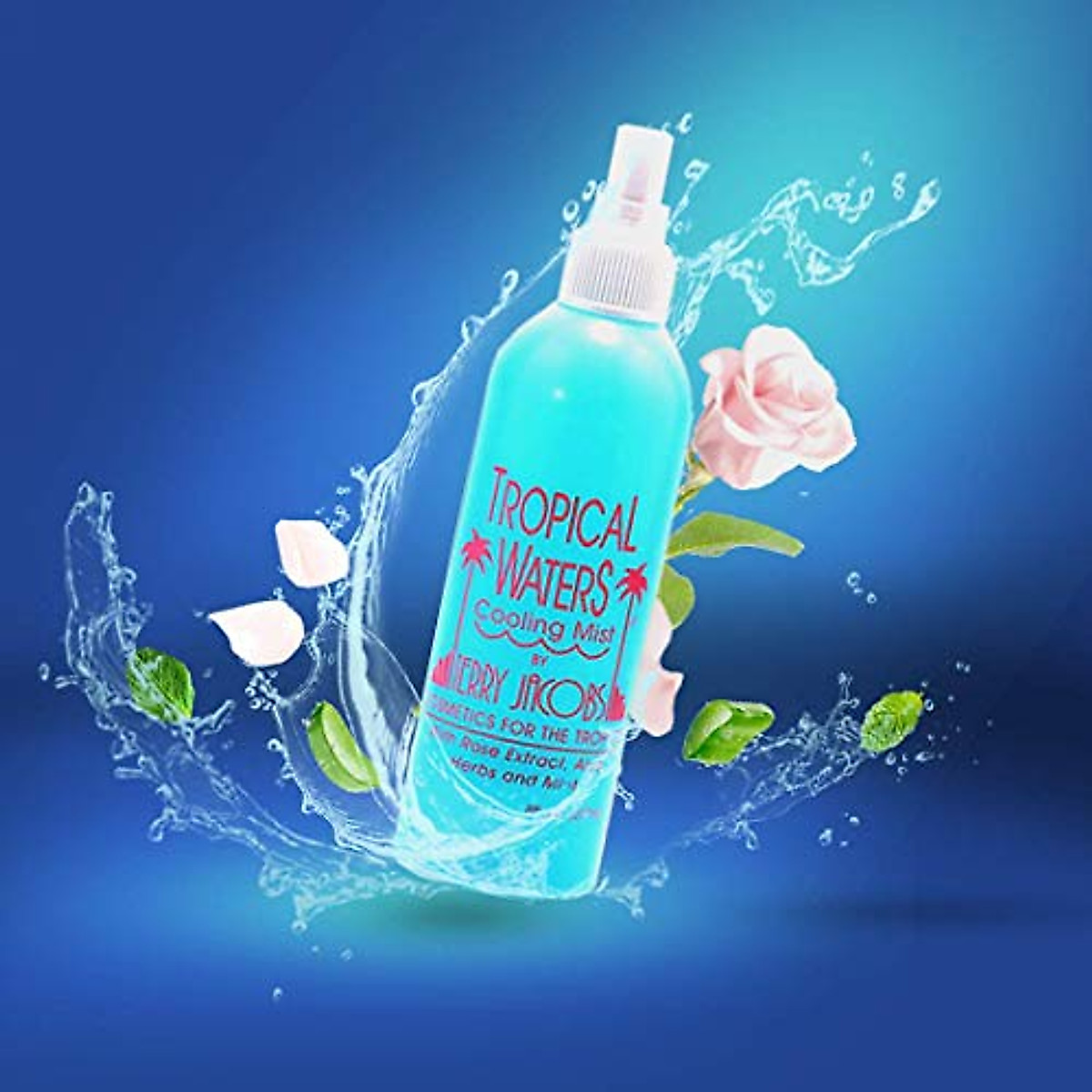 Terry Jacobs Tropical Waters Rose Water Makeup Setting Spray | Alcohol-Free, Oil-Free, Long-Lasting Face & Hair Mist | Travel Size, Hydrating Setting Spray for Makeup, Cruelty-Free Cosmetics | 4 Fl Oz