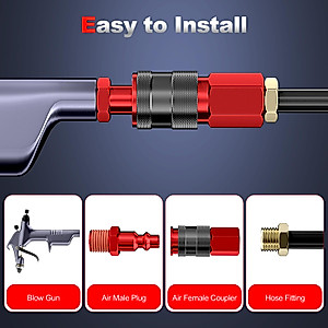 OHITOX Air Hose Fittings, 1/4 Inch NPT Quick Connect Air Coupler and Plug Kit, Air Fittings Industrial Type, Universal Air Compressor Adapter Air Tool Fitting Set - 14 Pieces