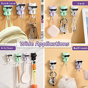 SHBLOMK Adhesive Coat Hooks Key Holder, Creative Adhesive Cute Cat Key Hook, Home Storage Utility Wall Decorations for Hanging Hat, Key, Towel, Scarf, Bags, Punch Free (Black)