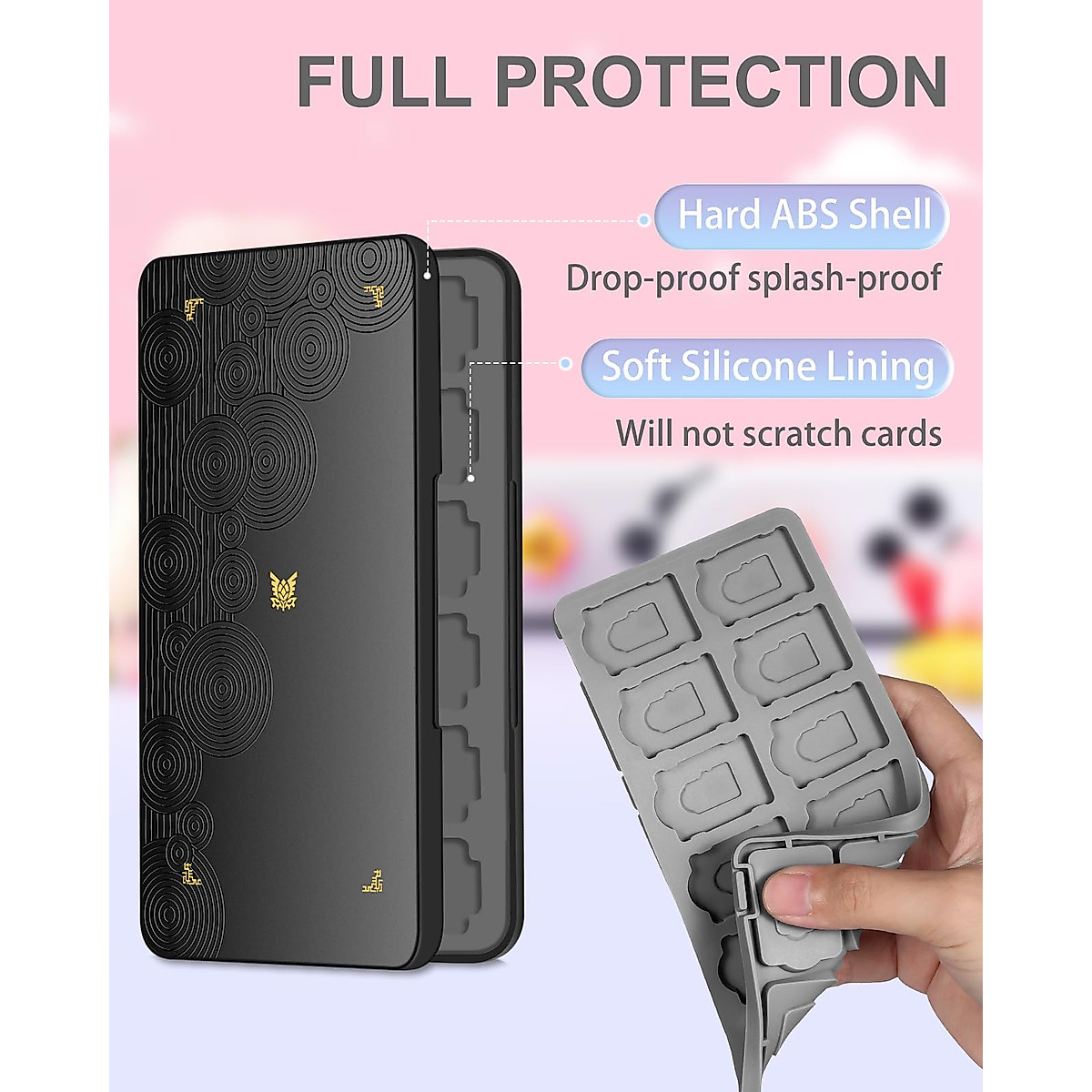 Ayochan for Nintendo Switch Game Case Black Card Cartridge Box Boys Teens Classic Game Storage with 24 Game Card Slots and 24 Micro SD Card Slots for Nintendo Switch/ Lite/ OLED Game Holder