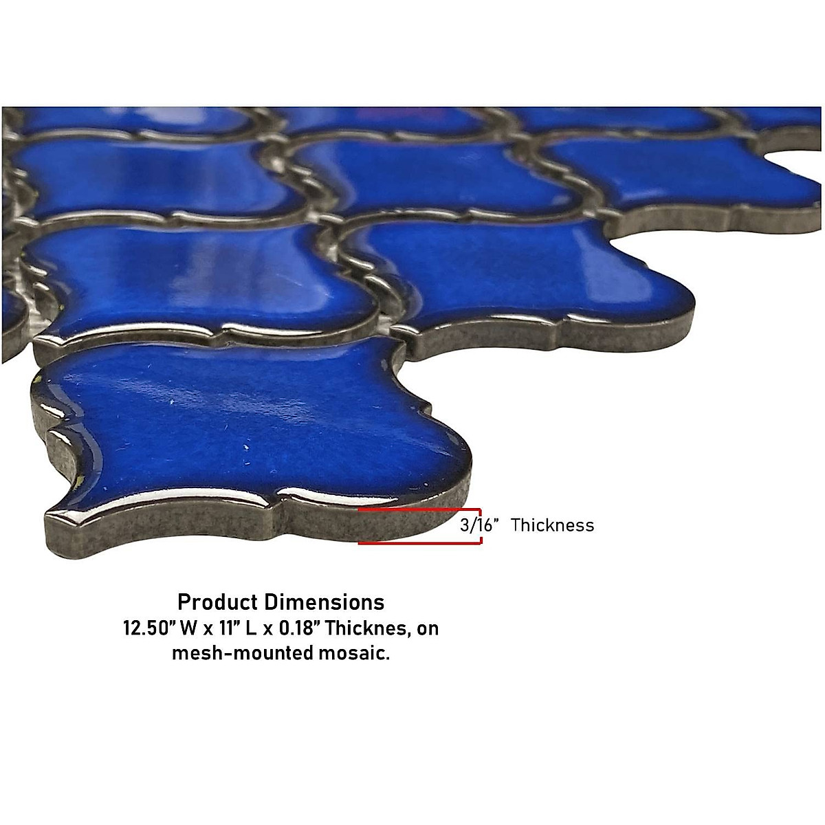 Tenedos Premium Cobalt Blue 2 Inch Lantern Glossy Porcelain Mosaic Tile Backsplash for Kitchen, Bathroom Shower, Pool Tiles (20 Sheets)