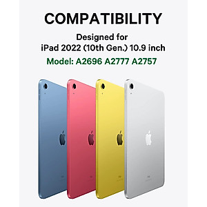 GreenLaw for iPad 10th Generation Case with Keyboard, Stain-Resistant Surface, Dual-Device Connection, 7 Color Backlit, Detachable Wireless Keyboard for iPad 10th Gen. 10.9" 2022, White Smoke